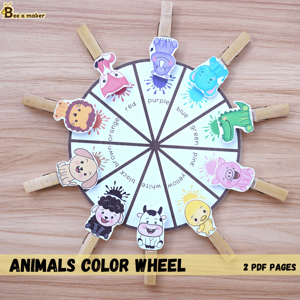 Animals Color Wheel Matching Game PDF - bee.a.maker