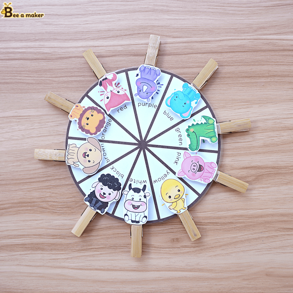Animals Color Wheel Matching Game PDF - bee.a.maker