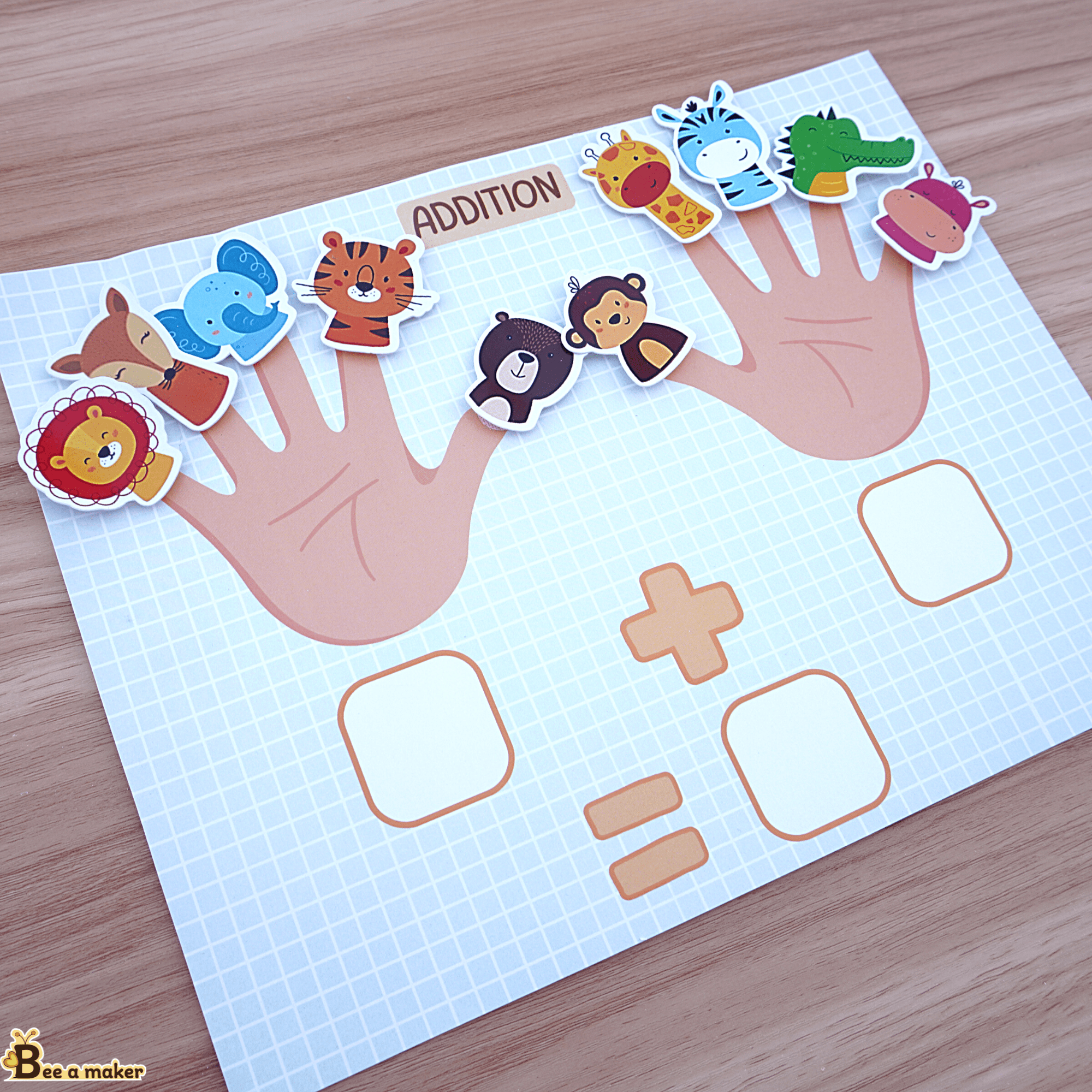 Finger puppet Addition activity- printable - bee.a.maker
