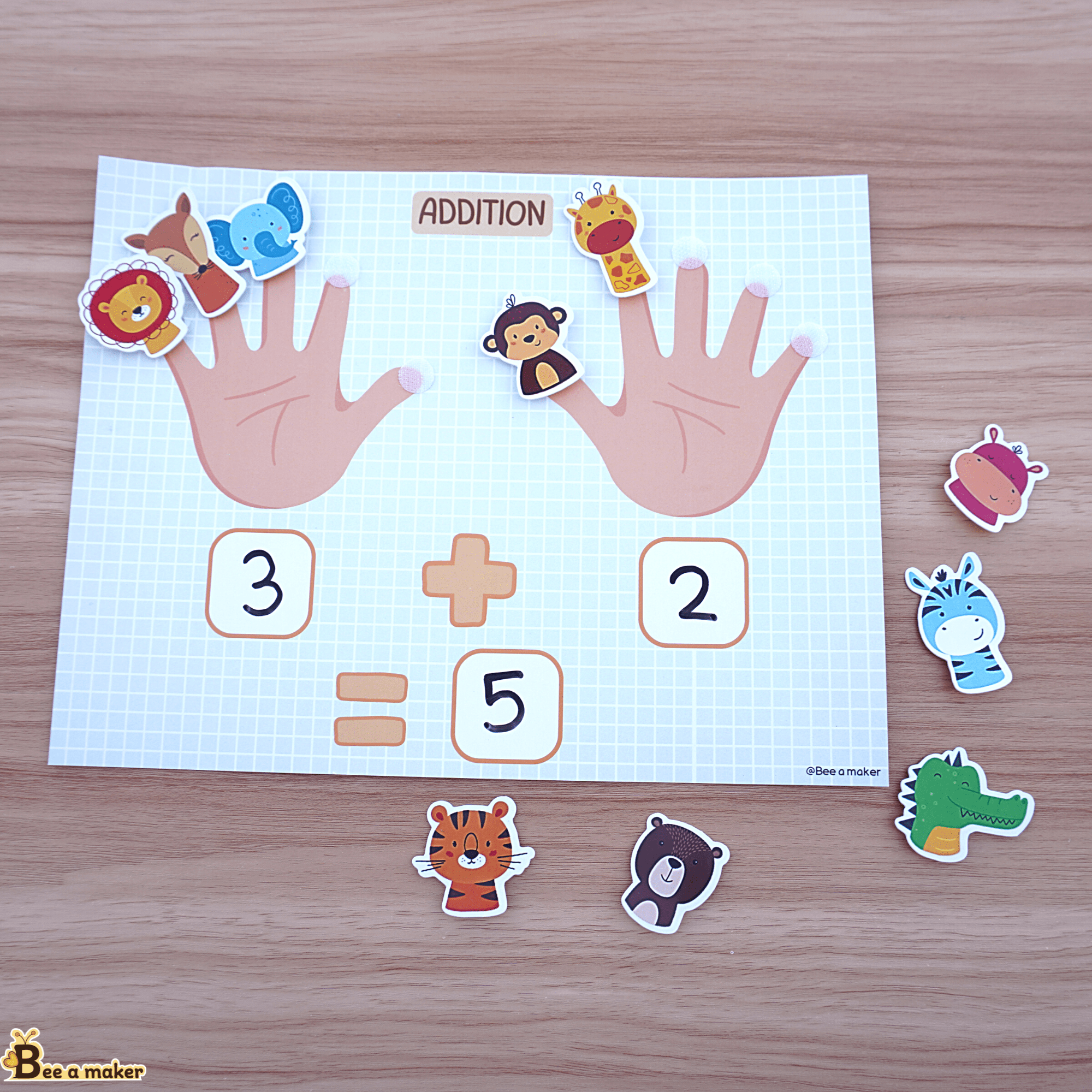 Finger puppet Addition activity- printable - bee.a.maker