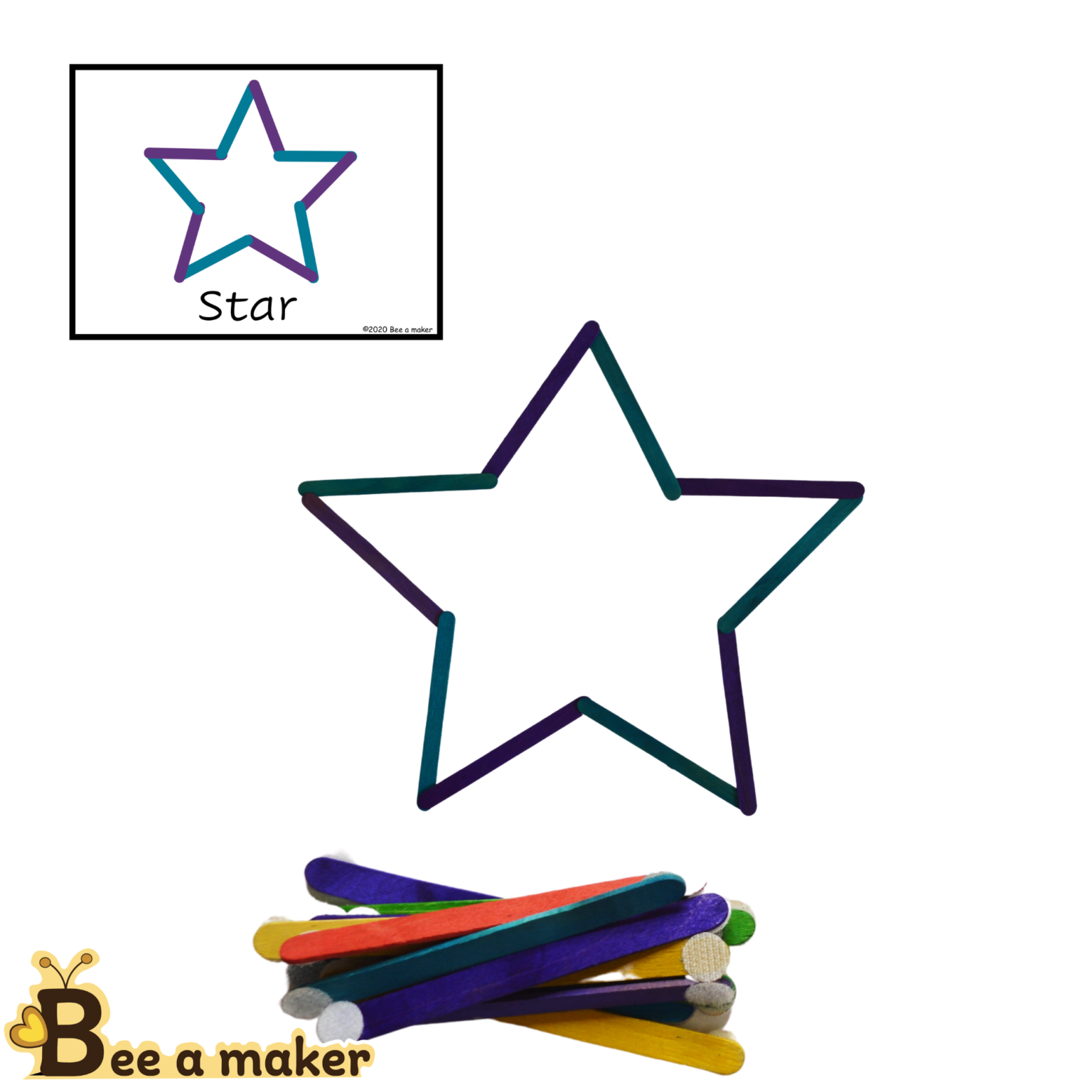 Popsicle Stick Shape Flash Cards PDF - bee.a.maker