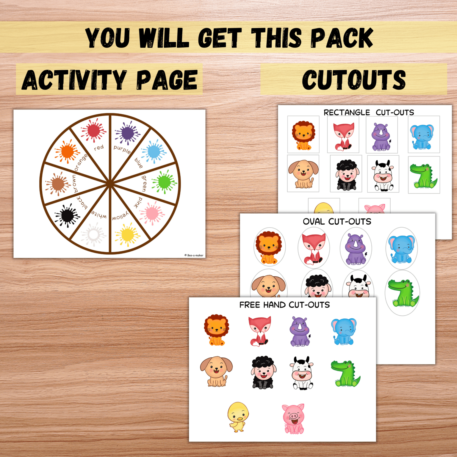 Animals Color Wheel Matching Game PDF - bee.a.maker