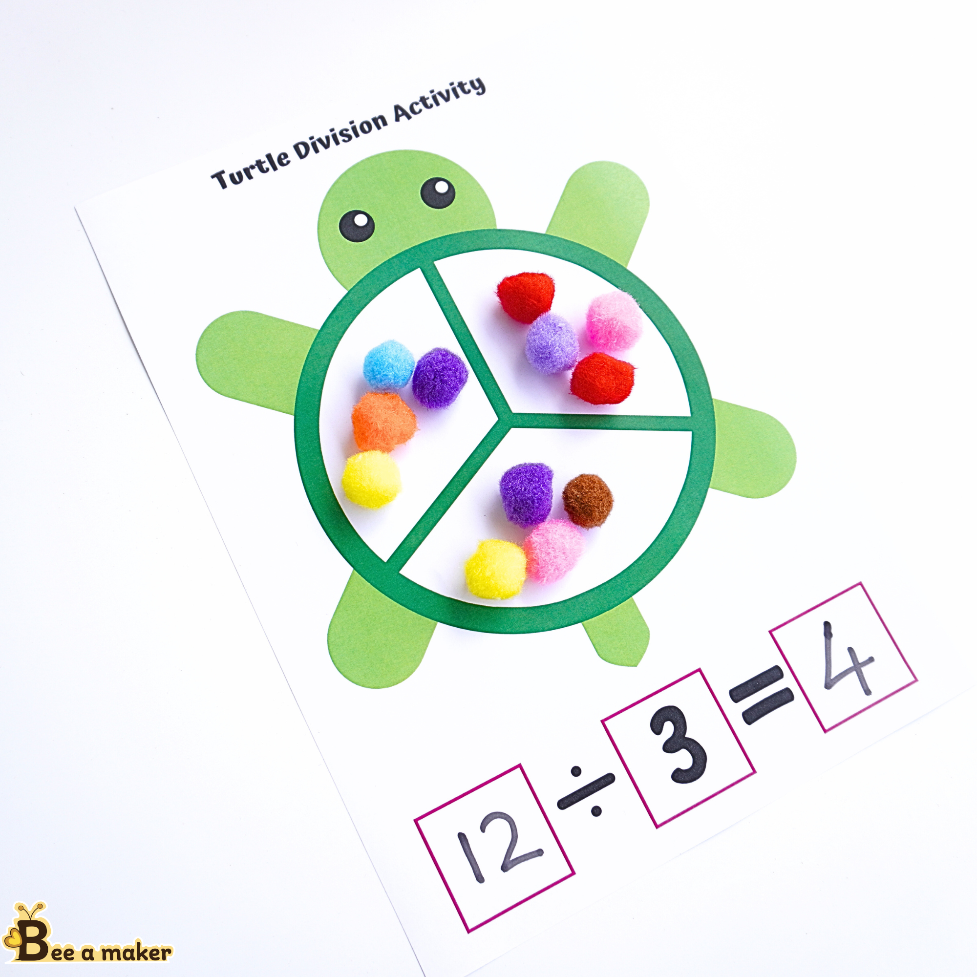 Turtle division activity- printable - bee.a.maker