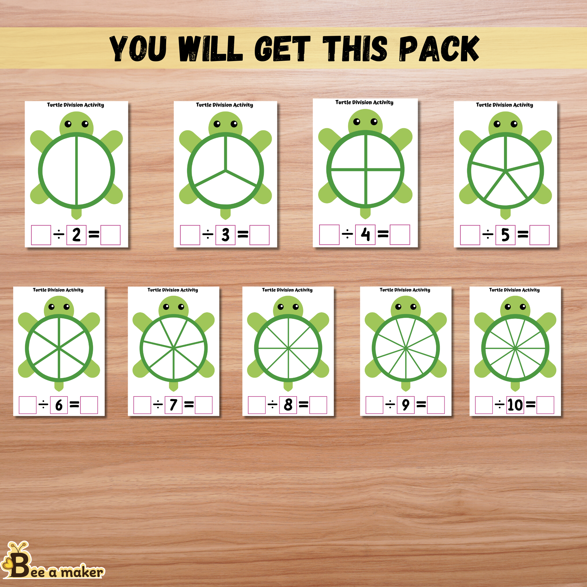 Turtle division activity- printable - bee.a.maker