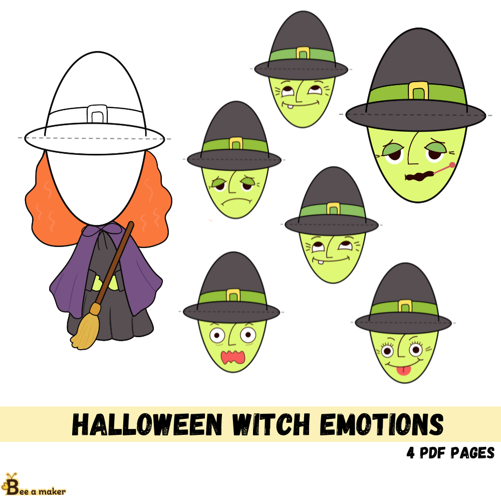 Halloween Witch Face Emotions - bee.a.maker