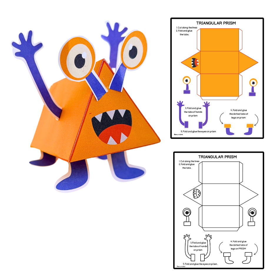 Monster 3D shapes STEM activity - bee.a.maker