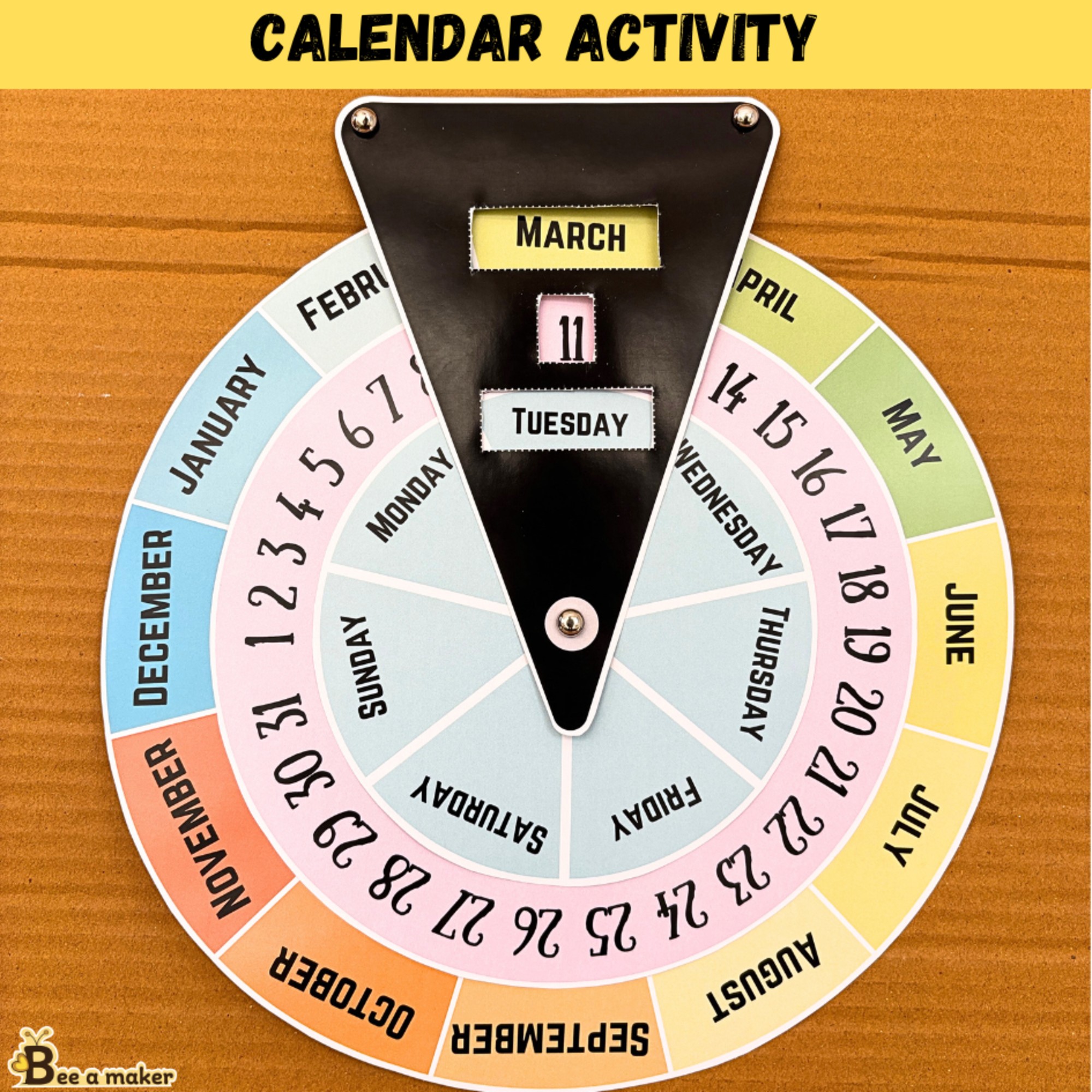 Perpetual calendar printable for classroom or homeschooling - bee.a.maker
