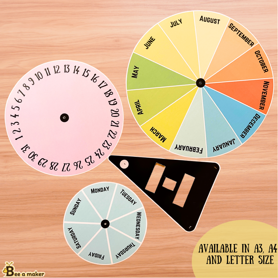 Perpetual calendar printable for classroom or homeschooling - bee.a.maker