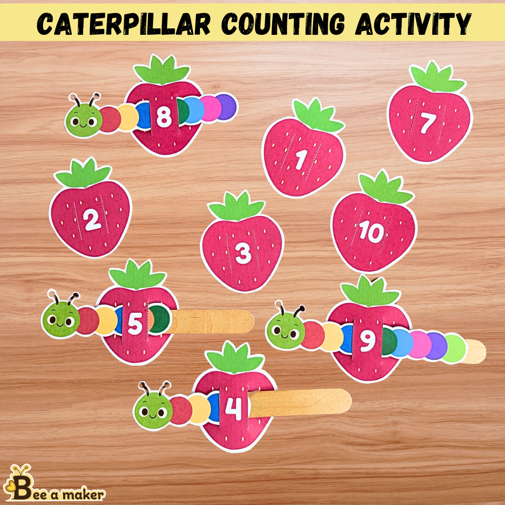 Montessori Caterpillar Counting 1-10 Activity printable pdf - bee.a.maker